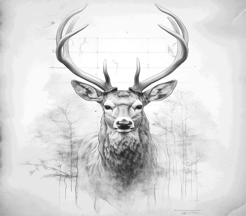 50 Deer Grayscale PNG JPG Images for Laser Engraving | Stag Buck ...