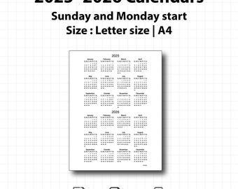 3 Year Calendar 2025 to 2027 | 3 Years | Sunday Start | Letter Size ...