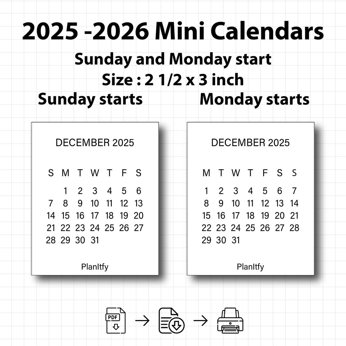 2025-2026 2 1/2 X 3 Inches Mini Calendar 2025 2026 PDF Printable | Mini ...