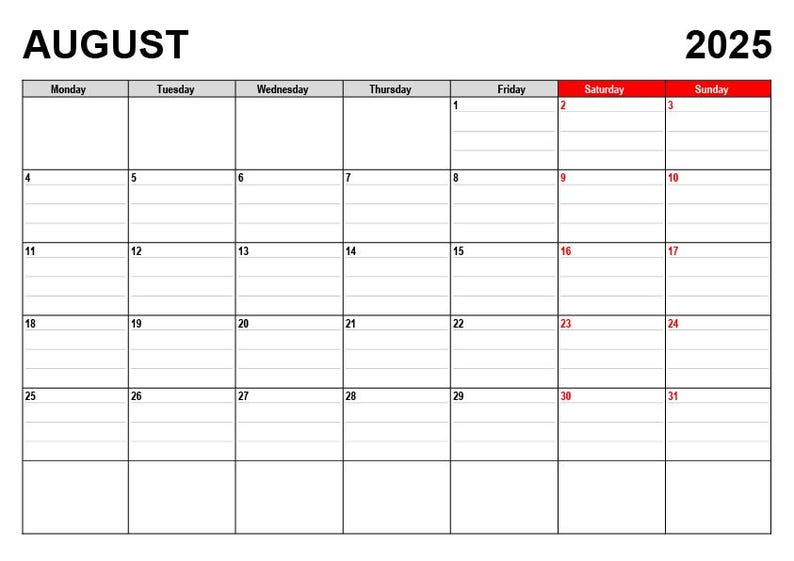 12 Month Dated Planner 2025 | Monthly Calendars for 2025 Printable A4 ...