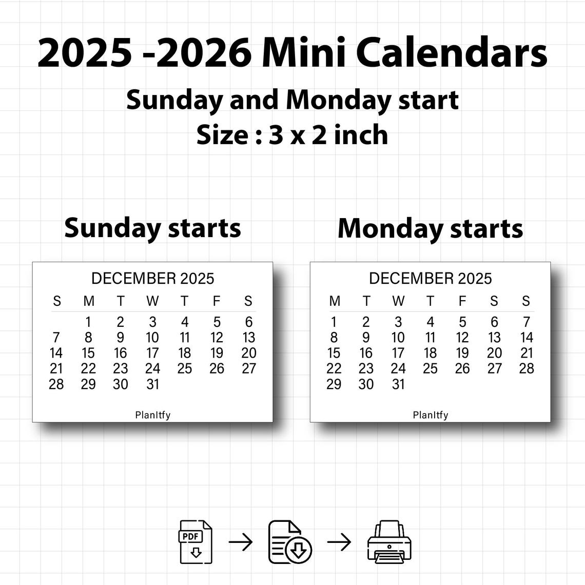 2025-2026 3 X 2 Inches Mini Calendar 2025 2026 PDF Printable | Mini ...