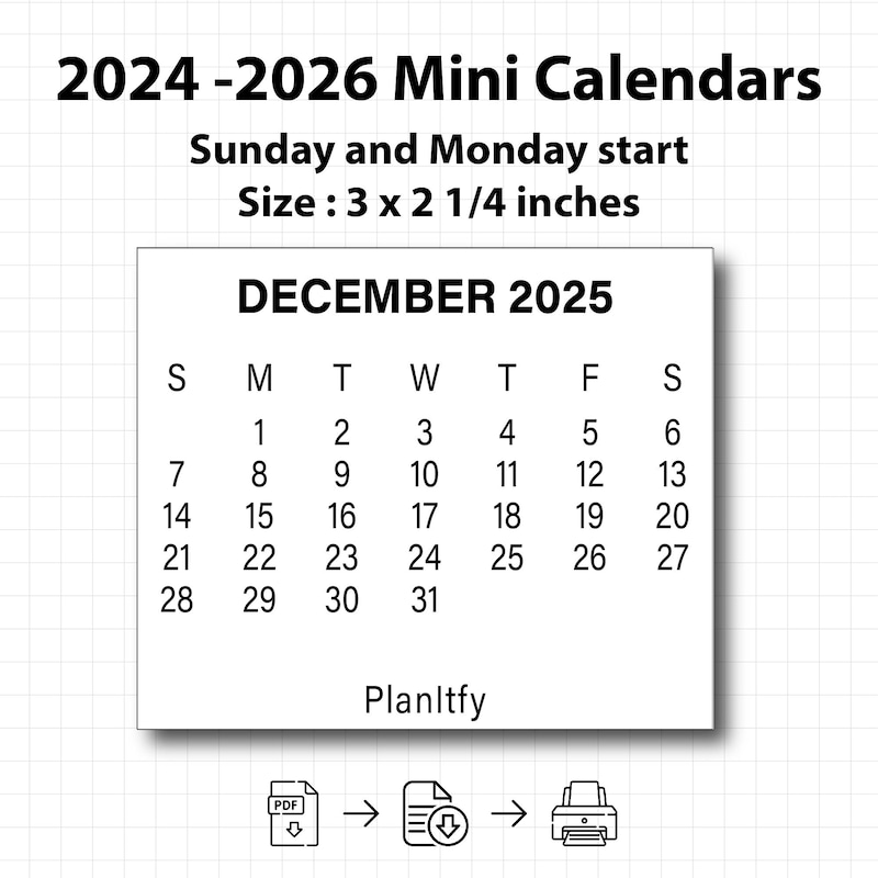 Mini Calendar - Etsy