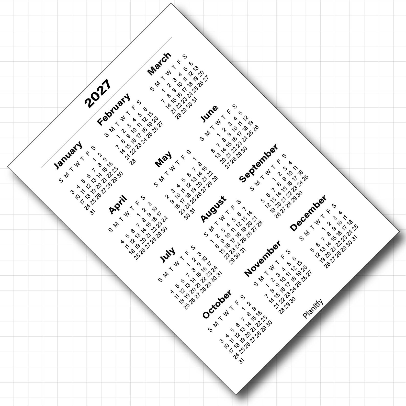 2025 - 2027 4 X 6 Inches Mini Calendar 2024 2025 2026 2027 Printable ...