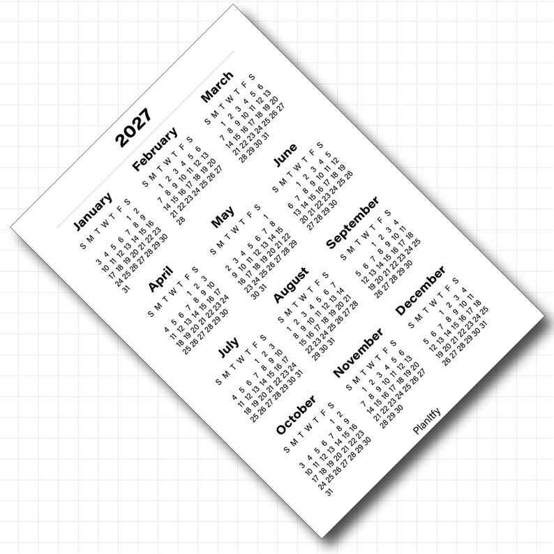 2025 - 2027 4 X 6 Inches Mini Calendar 2024 2025 2026 2027 Printable ...