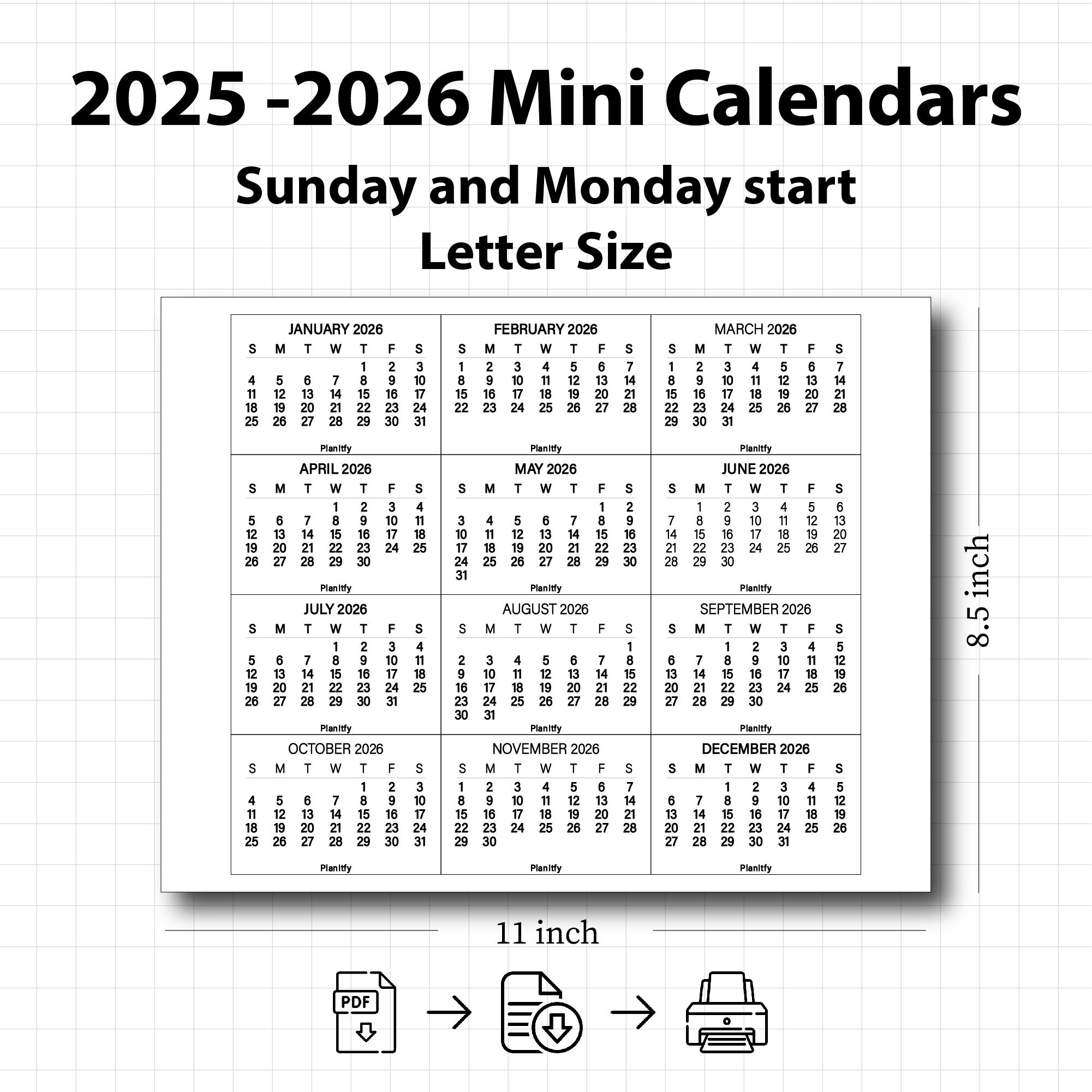 2025-2026 3 X 2 Inches Mini Calendar 2025 2026 PDF Printable | Mini ...