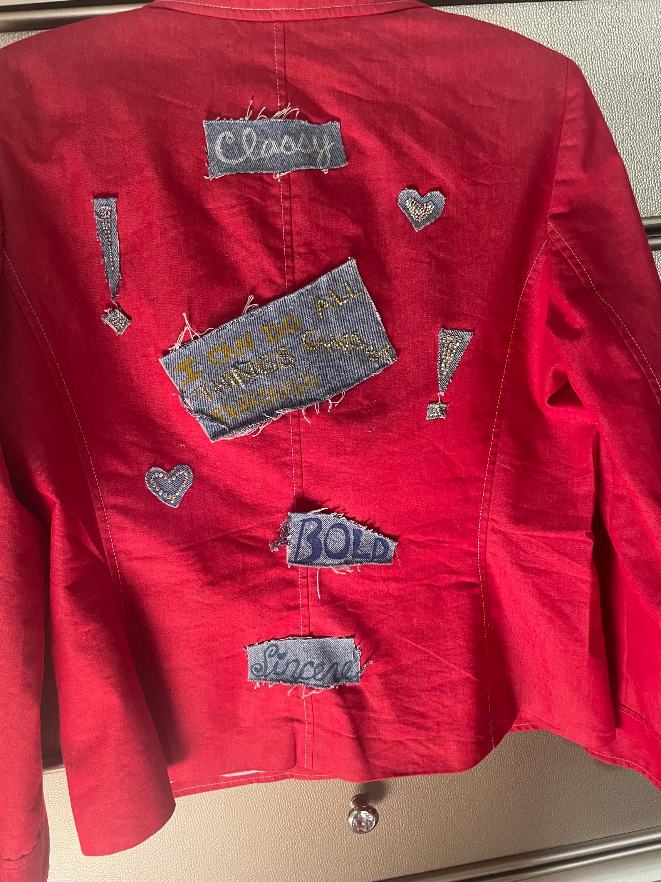 Upcycled Red Jean Blazer - Etsy