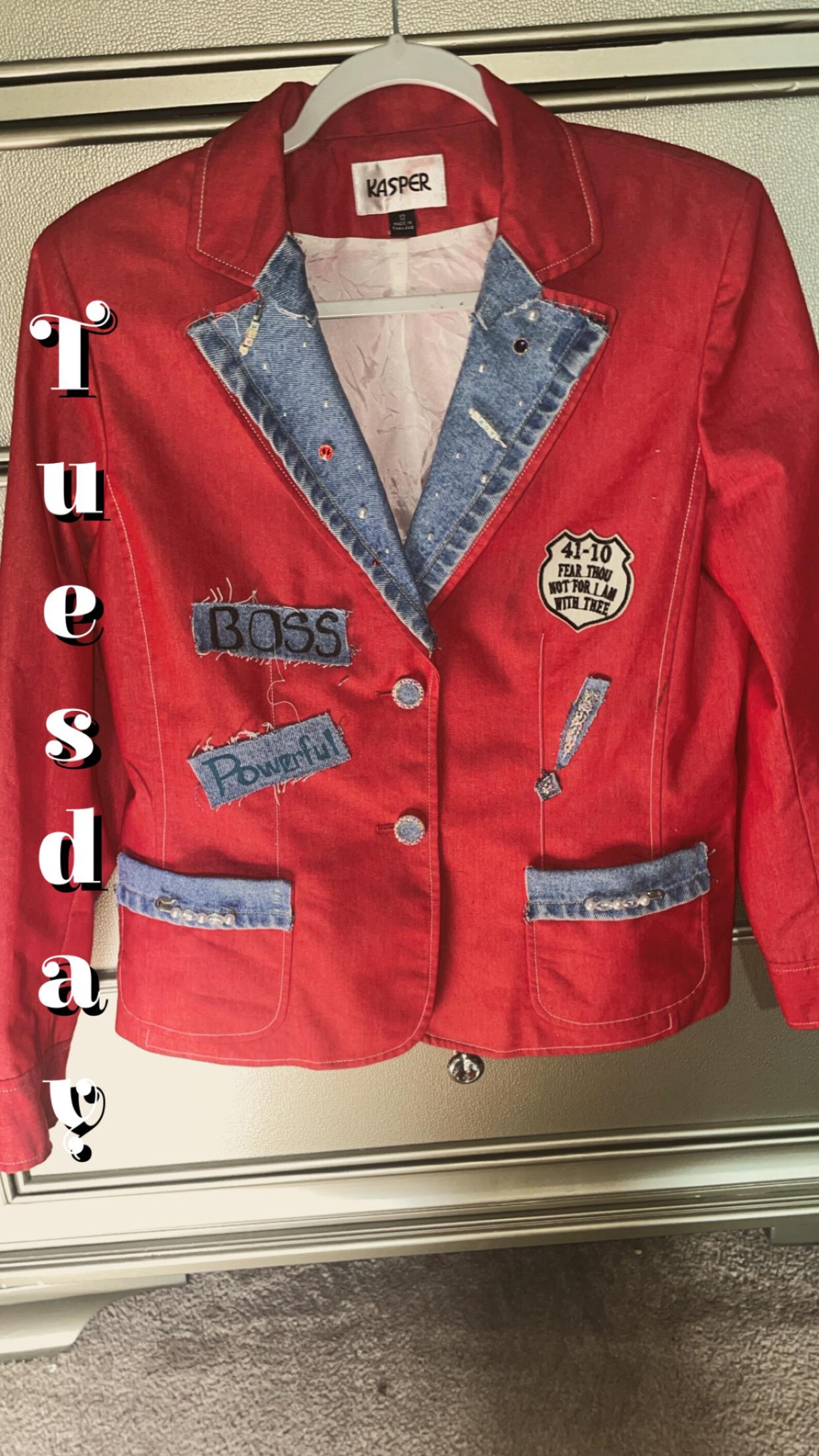 Upcycled Red Jean Blazer - Etsy