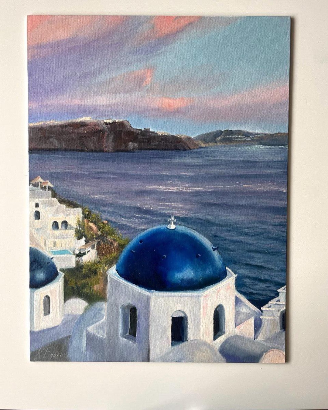 Santorini Oil Painting Original on Canvas Seascape Evening Sky and ...