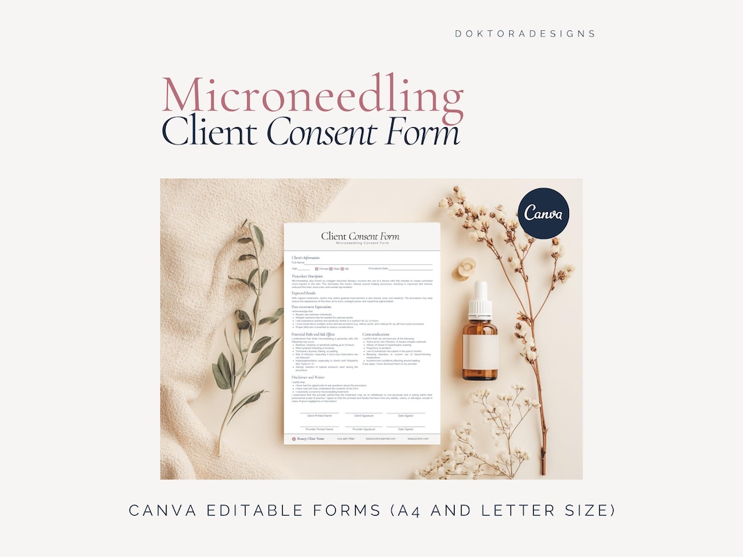 Microneedling Consent Form: Editable Spa Waiver, Printable Client Form ...