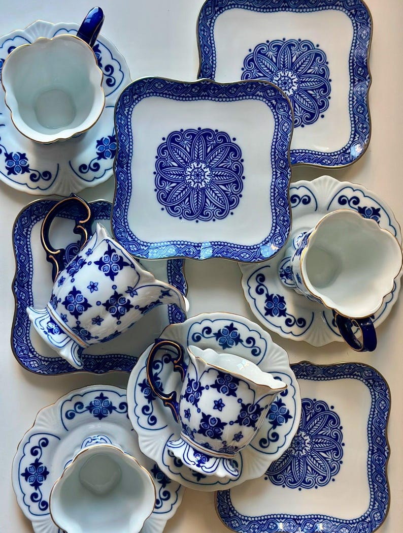 Bombay China Dessert Plate Set - Etsy