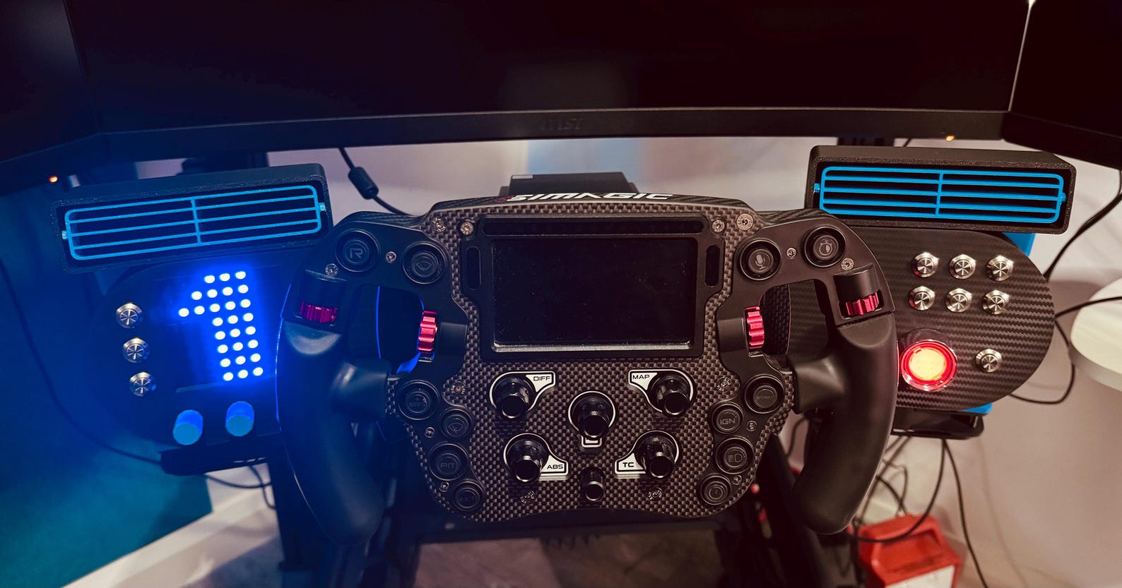 Sim Racing Button Box Dashboard With Iflag & Wind Simulator - Simagic, Fanatec, Moza - Etsy