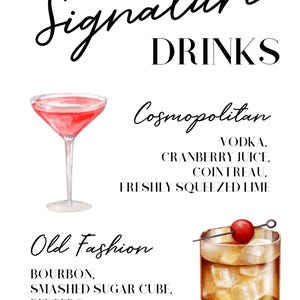 Signature Drink Sign, Signature Cocktail Sign, Wedding Drink Sign ...
