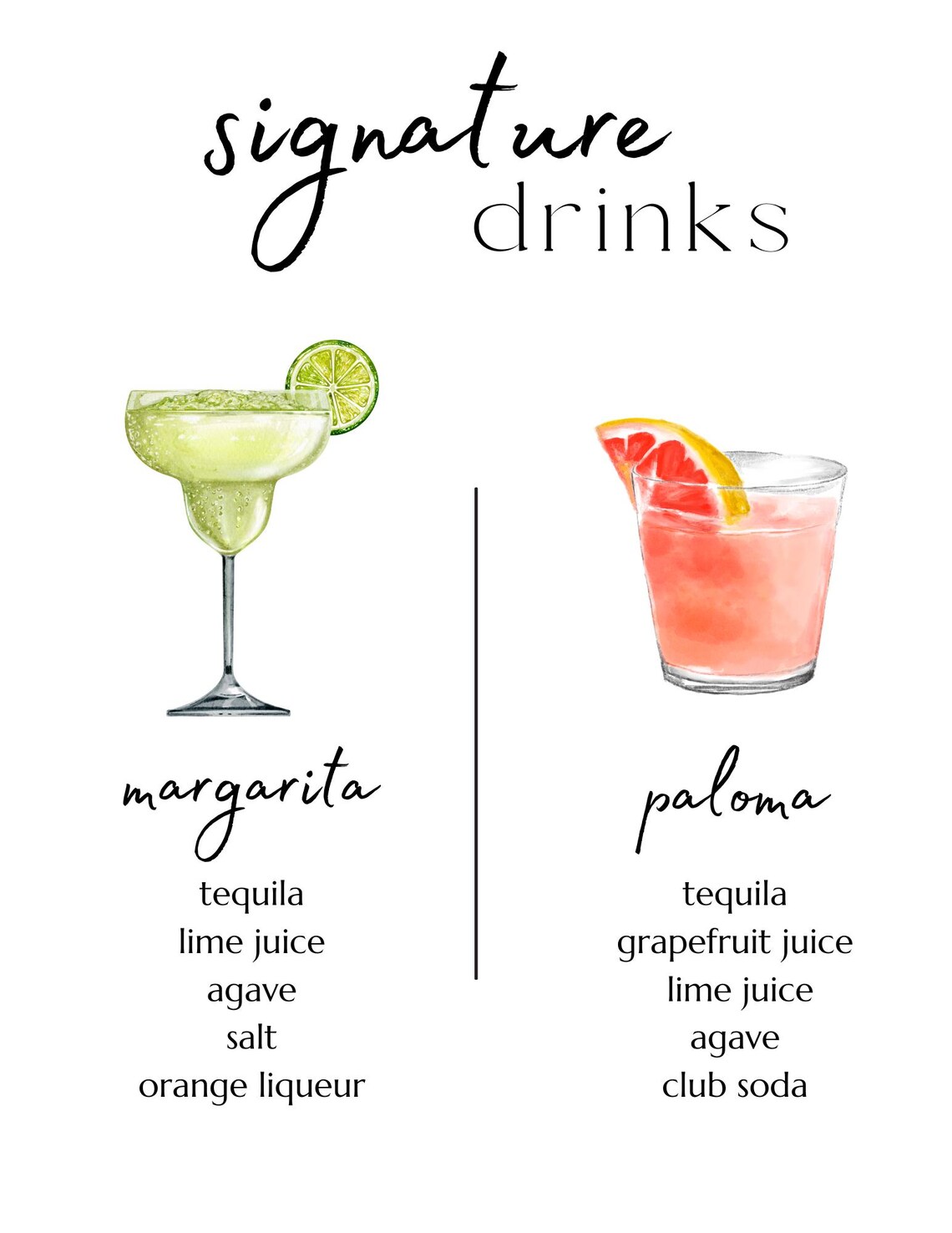 Signature Drink Sign Signature Cocktail Sign Wedding Drink Sign Specialty Cocktail Sign