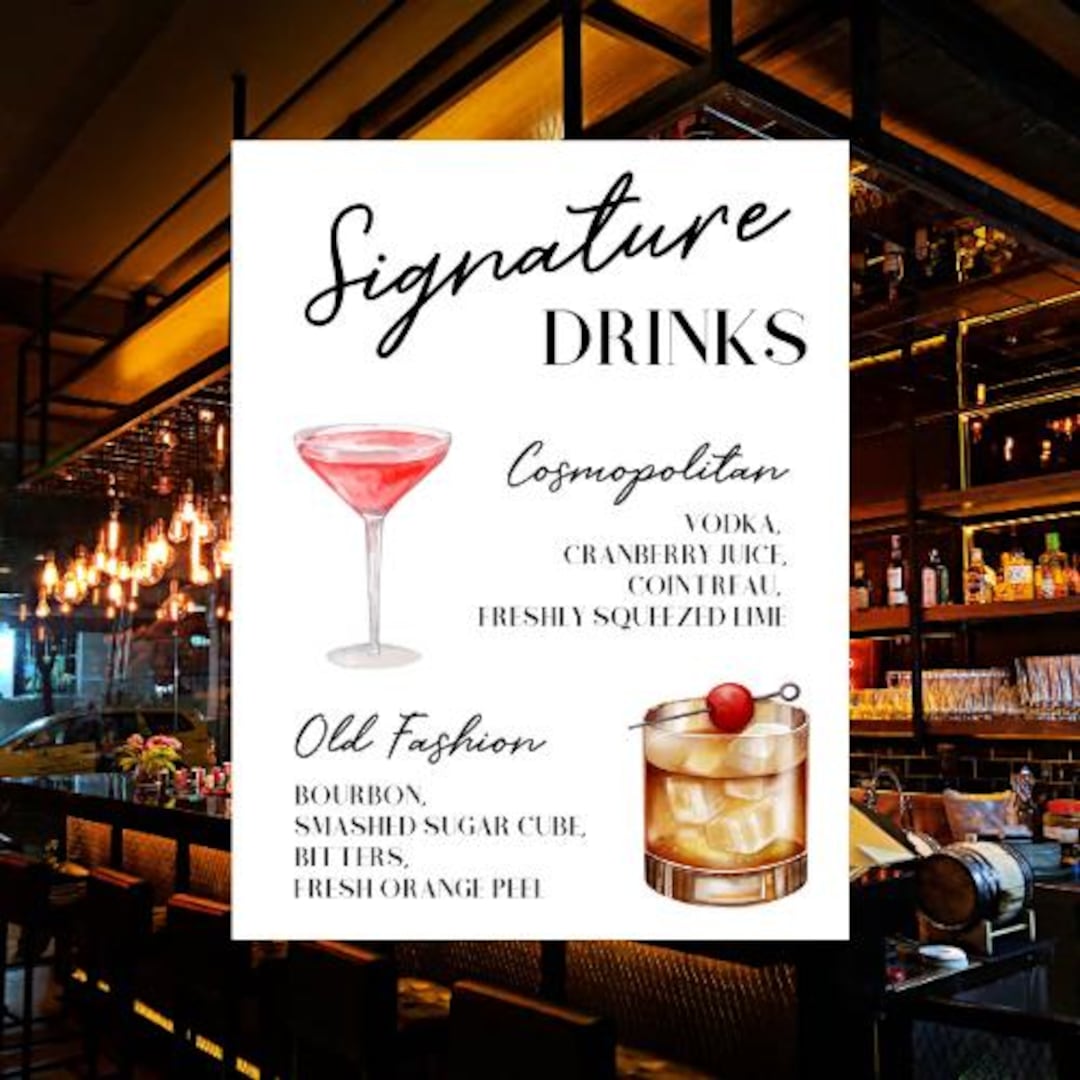 Signature Drink Sign, Signature Cocktail Sign, Wedding Drink Sign ...