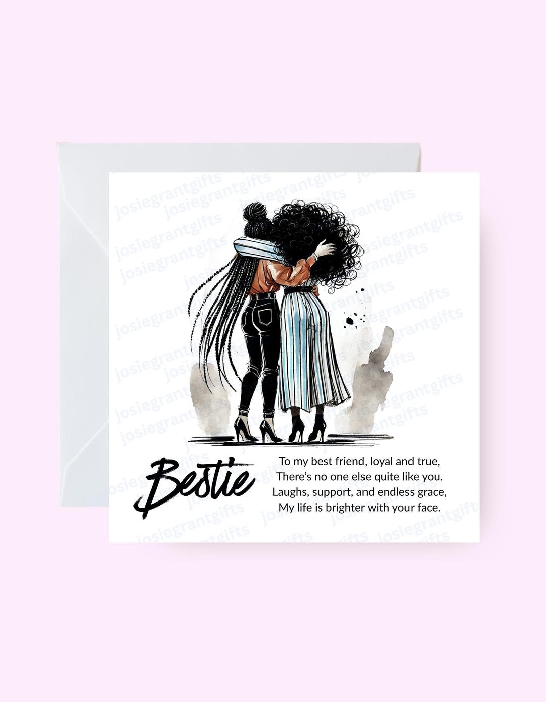 Bestie Afro Card | Black Woman Friendship Card | Afrocentric Best ...