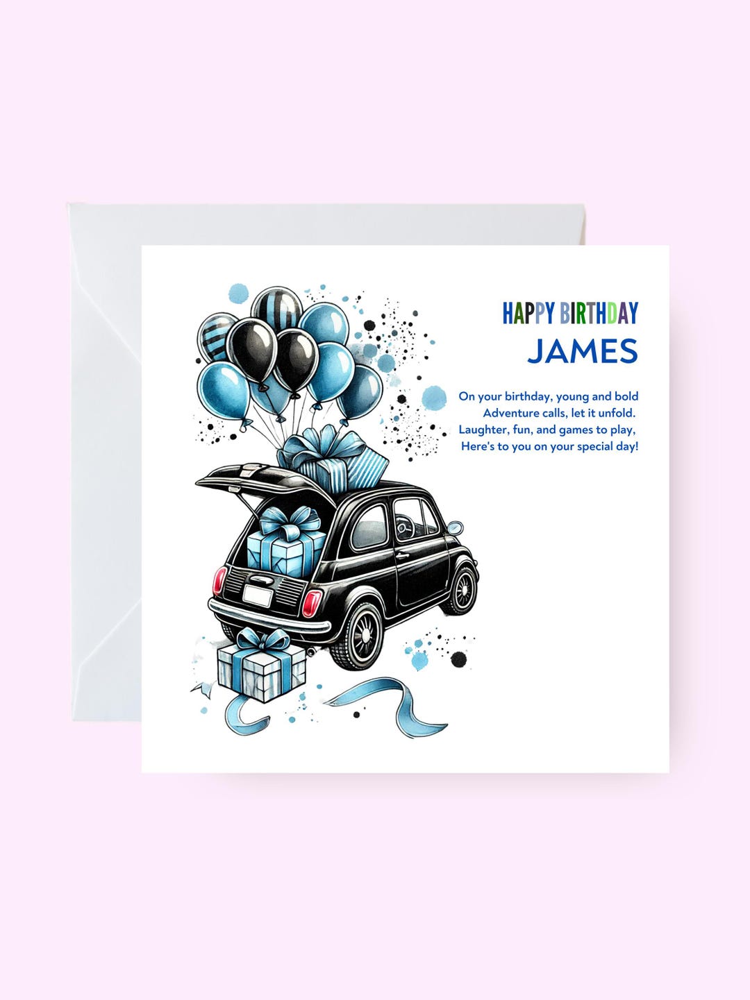 Personalised Car Themed Birthday Card , Custom Birthday Card for Kids ...
