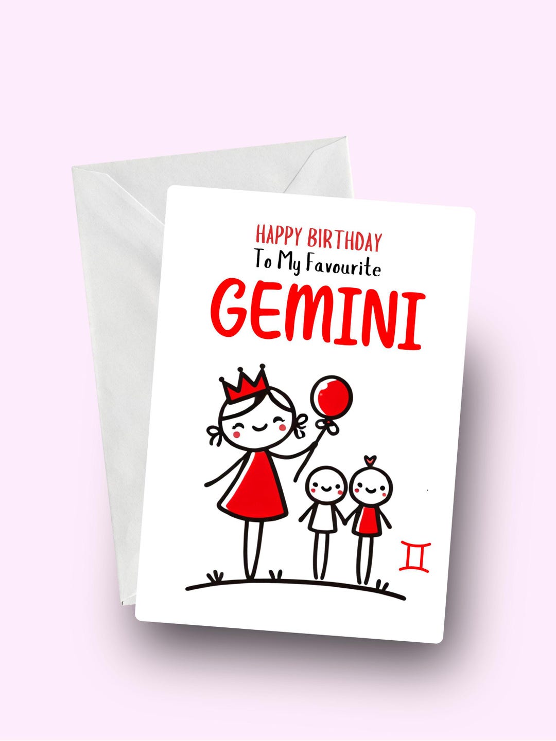 Happy Birthday Gemini Card, Favorite Gemini, Zodiac Birthday Greeting ...