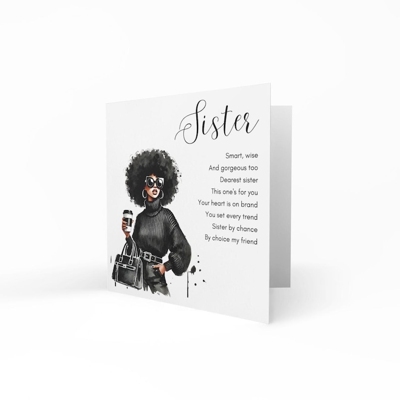 Sister Love Card, Black Woman Sister Card, Heartfelt Sister Card ...