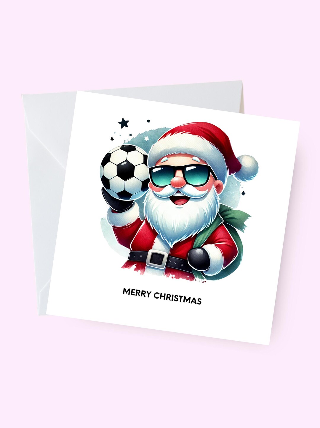 Santa Soccer Christmas Card, Merry Christmas Card, Holiday Card for ...