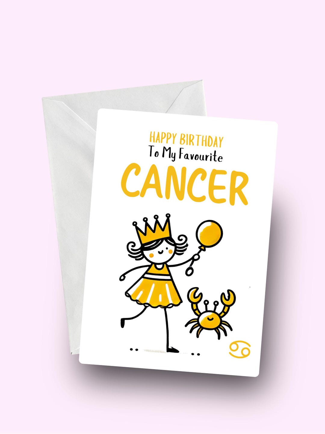 Happy Birthday Cancer Card, Favorite Cancer, Zodiac Birthday Greeting ...