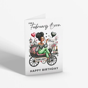 February Birthday Card, Black Woman February Card, Afrocentric Card for ...