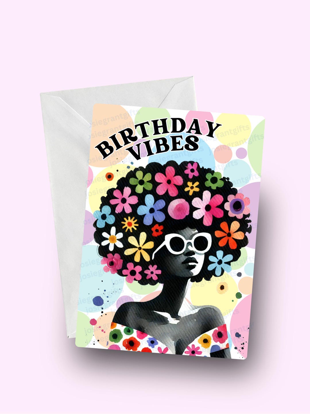 Birthday Vibes Afro Card, Black Woman Birthday Card, Ethnic Birthday ...