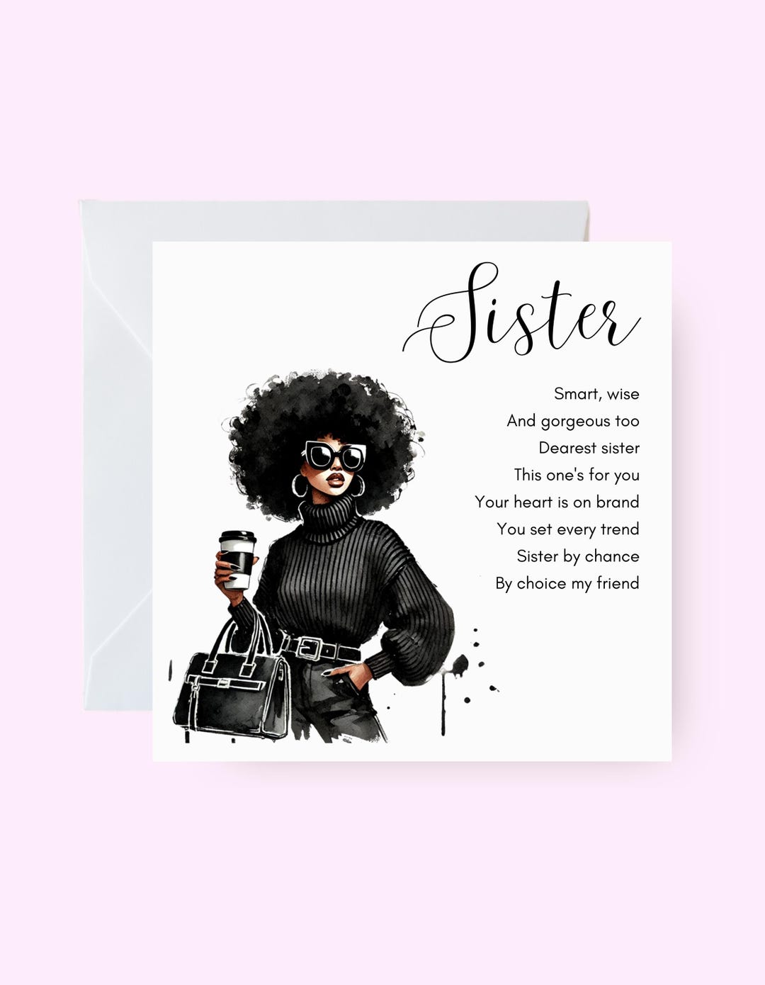 Sister Love Card, Black Woman Sister Card, Heartfelt Sister Card ...
