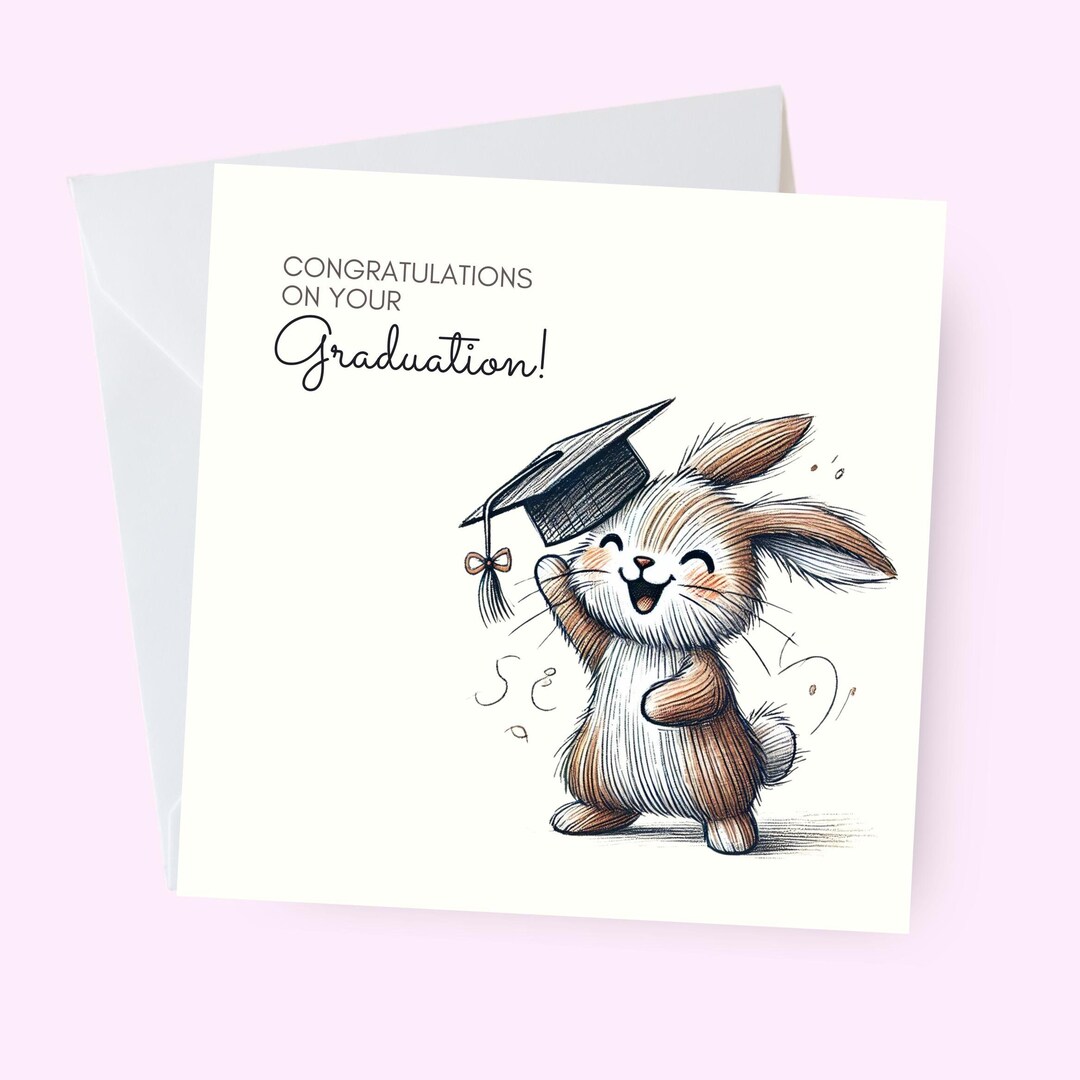 Graduation Card | Congratulations Card | Graduating Rabbit | Greeting ...