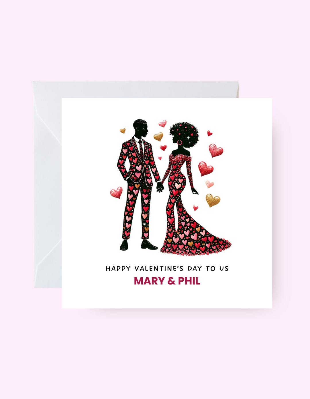 Personalised Black Couple Valentine’s Day Card, Black Love, Valentine’s ...