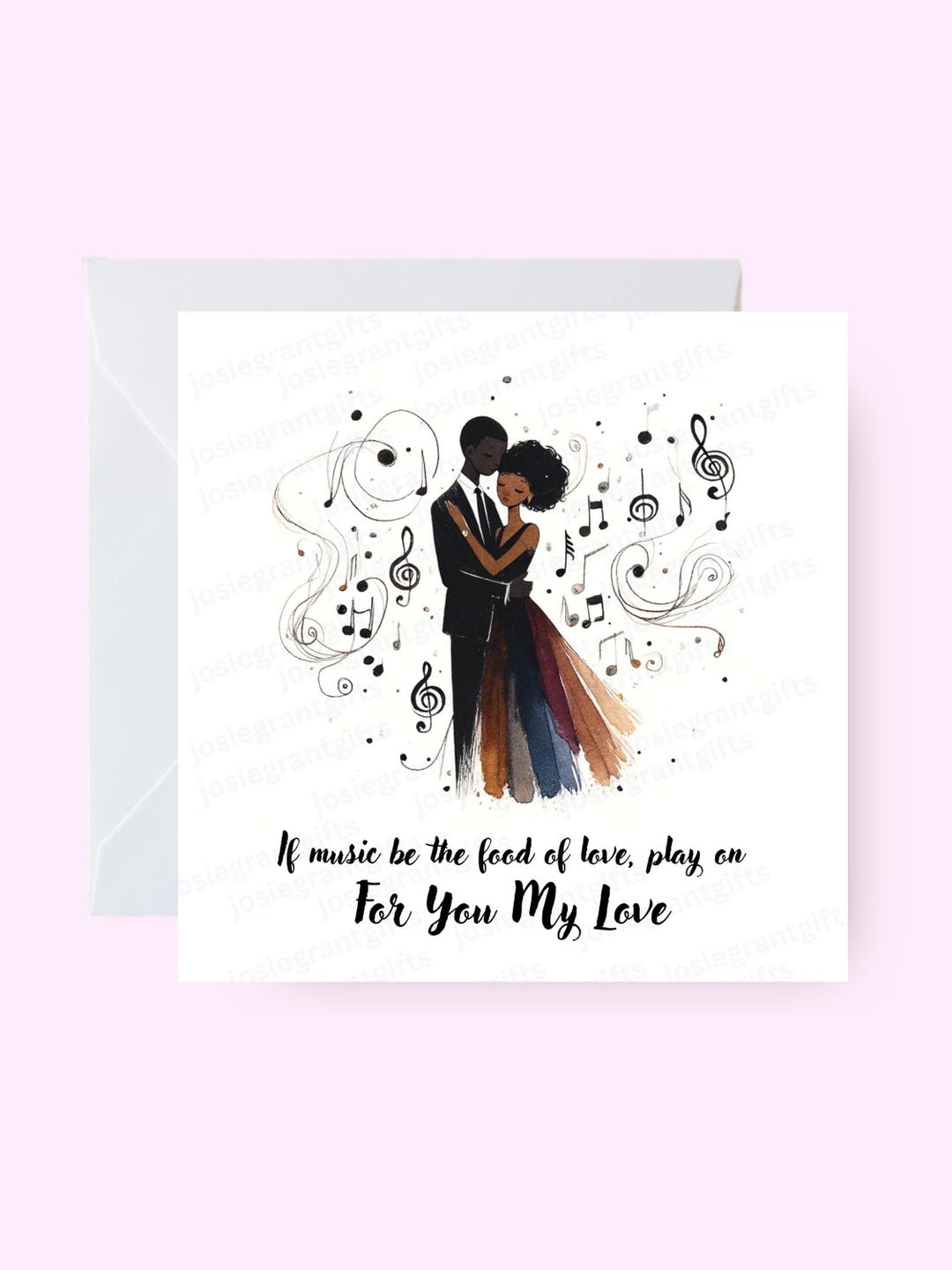 If Music Be the Food of Love Card, Ethnic Black Couple Card, Music Love ...