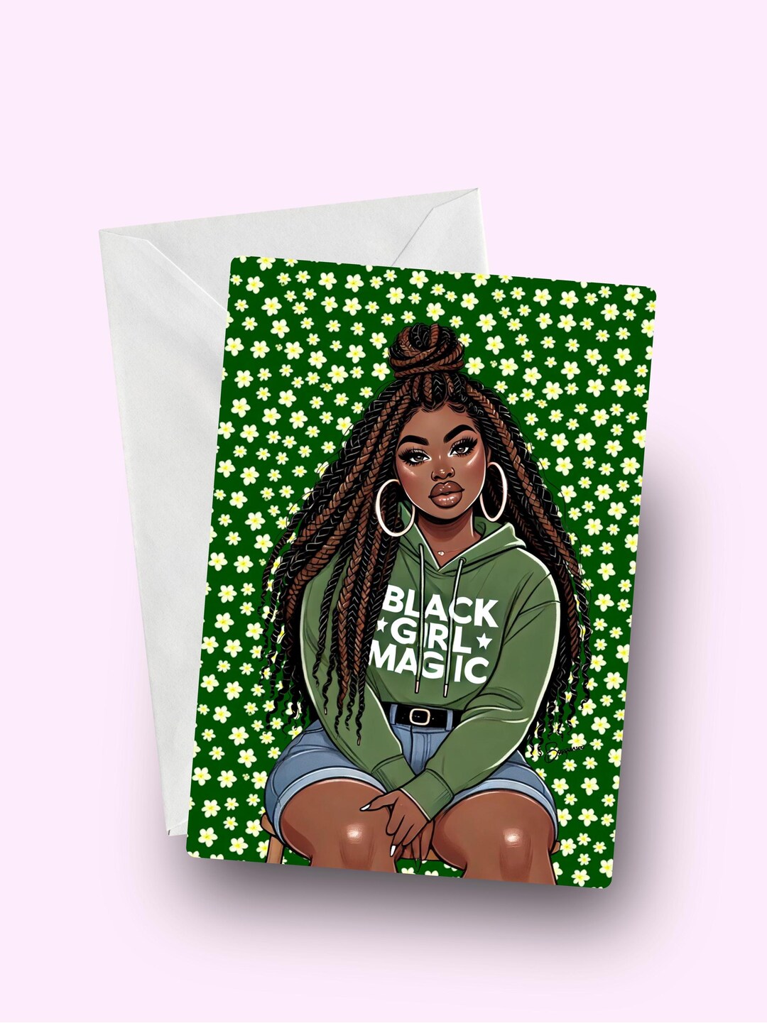 Black Afro Braids Girl Birthday Greeting Card, African Black Woman ...
