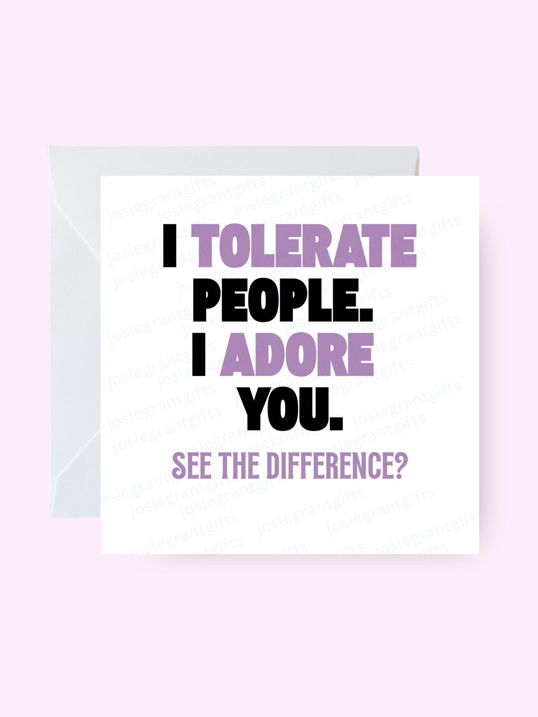 I Tolerate People, I Adore You Card, Funny Honest Cards for Him Her ...