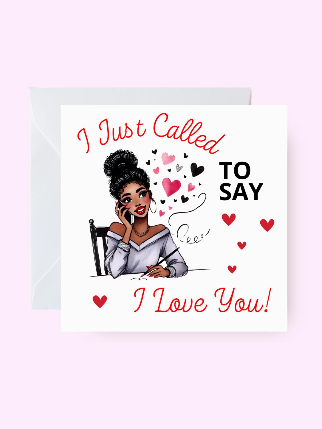 Black Love Card, Black Greeting Card for Her or Him, Thinking of You ...