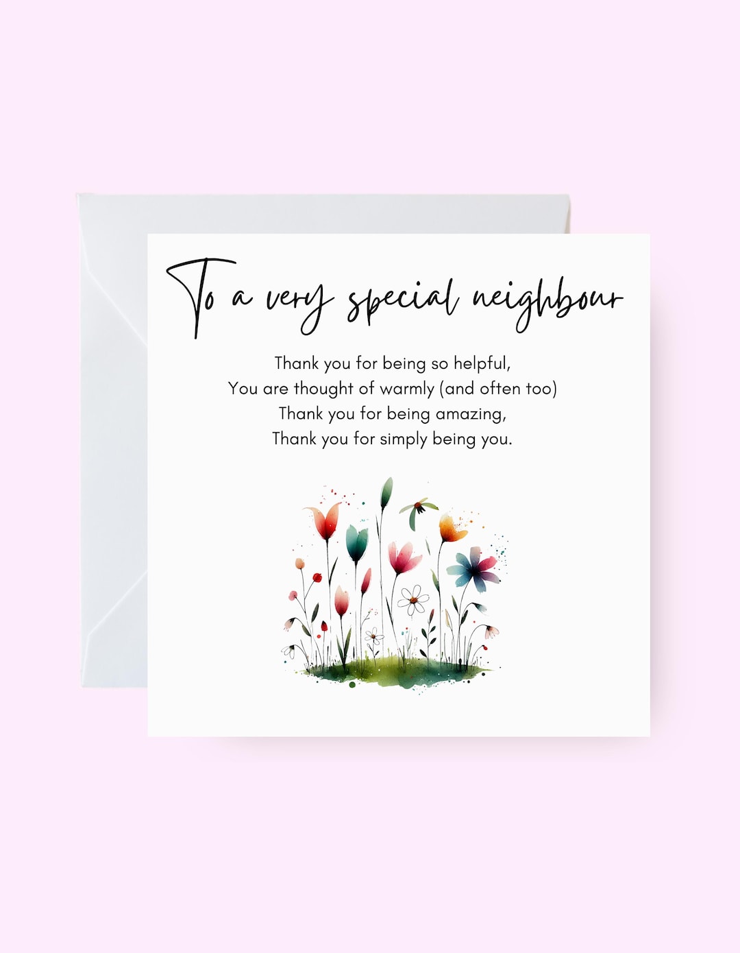 Special Neighbour Card, for a Special Neighbour, Floral Greeting Card ...