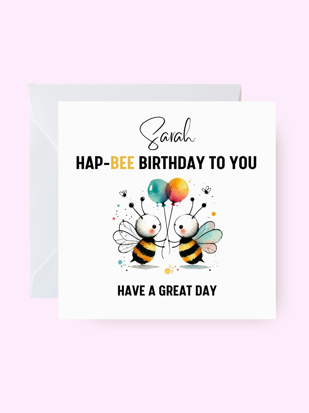 Custom Hap-bee Birthday Card, Bee Themed Birthday Card, Personalised ...