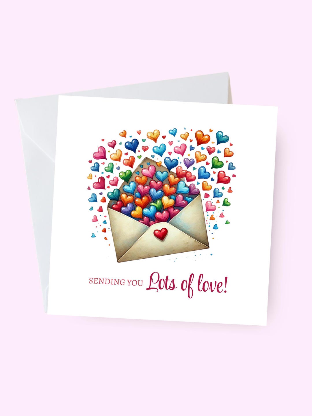Sending You Lots of Love Card, Heart Themed Card, Cute and Romantic ...