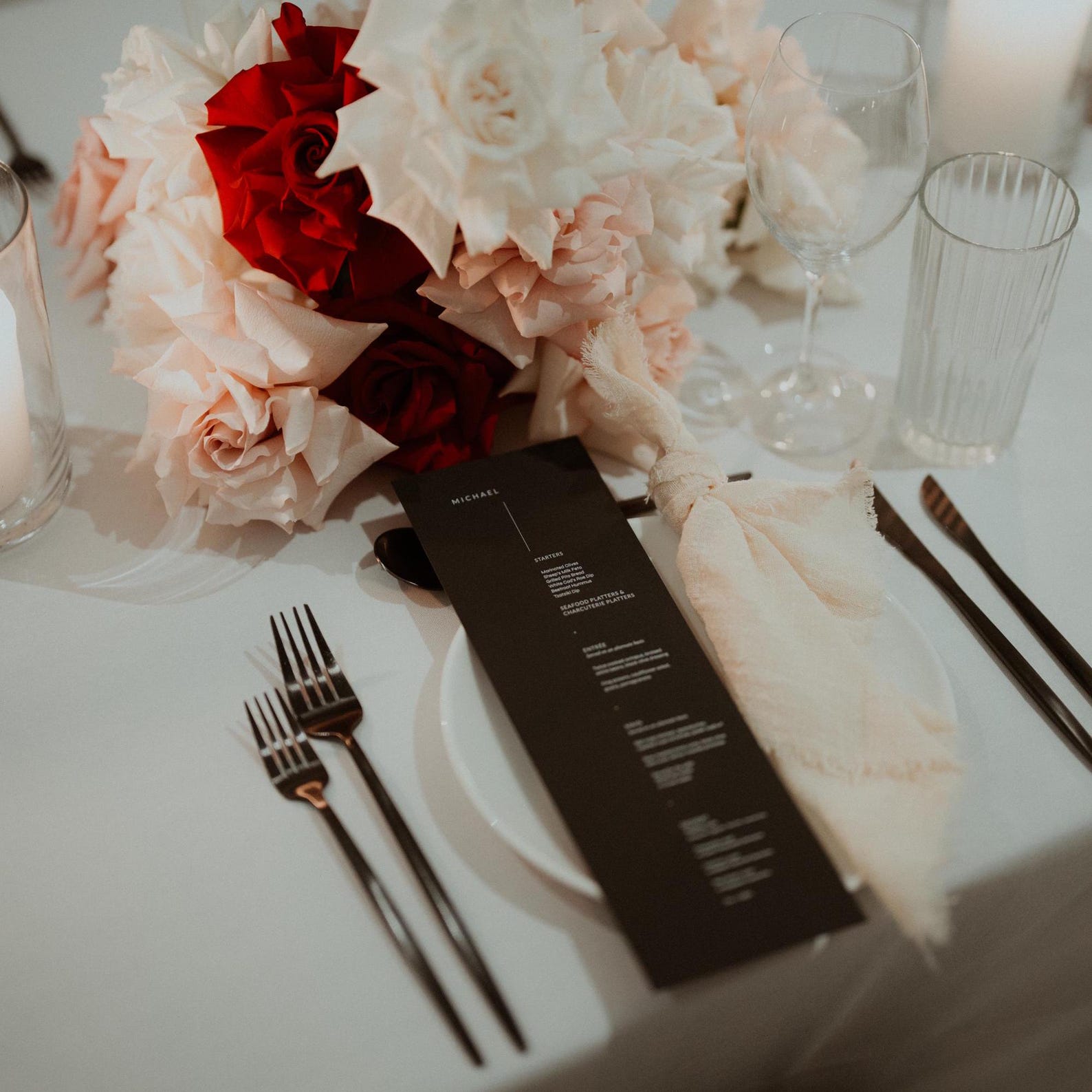 Modern Wedding Menu Card Digital Downloadable Template Editable Black ...