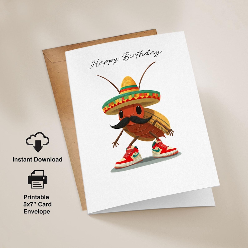Italian Brainrot Birthday Card: La Cucaracha 5x7 Printable (digital ...