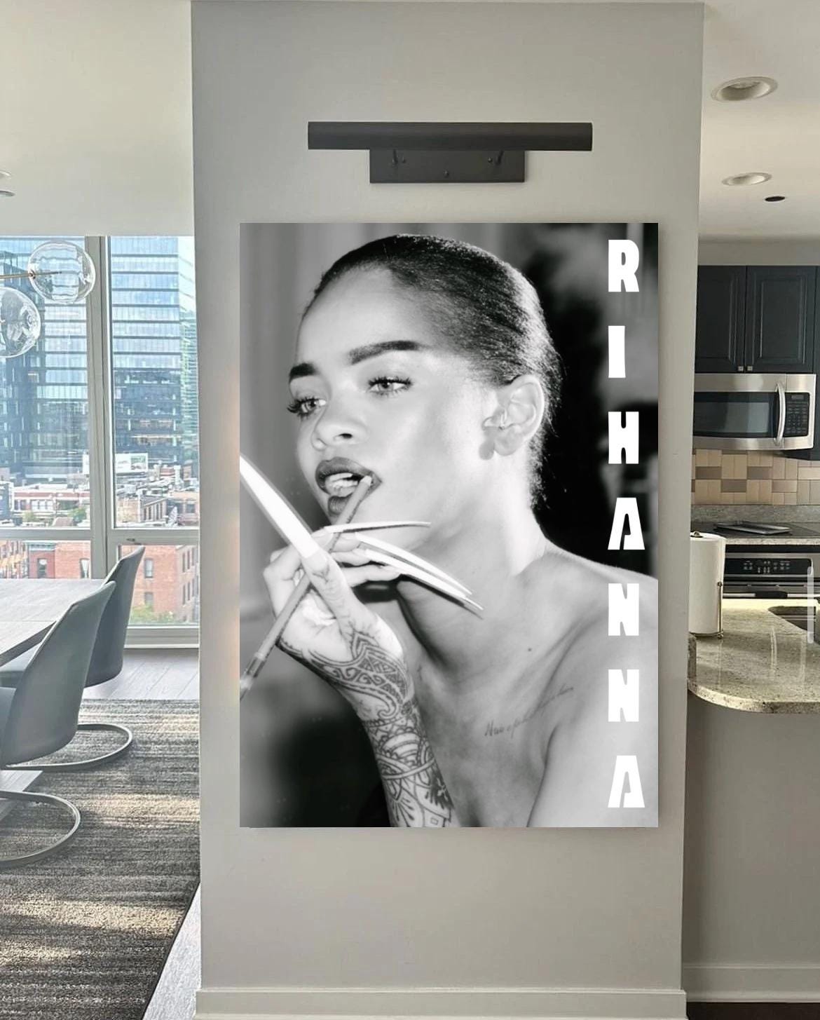 Digital Rihanna Makeup Poster, Rihanna Navy Merch, Trendy Celebrity ...