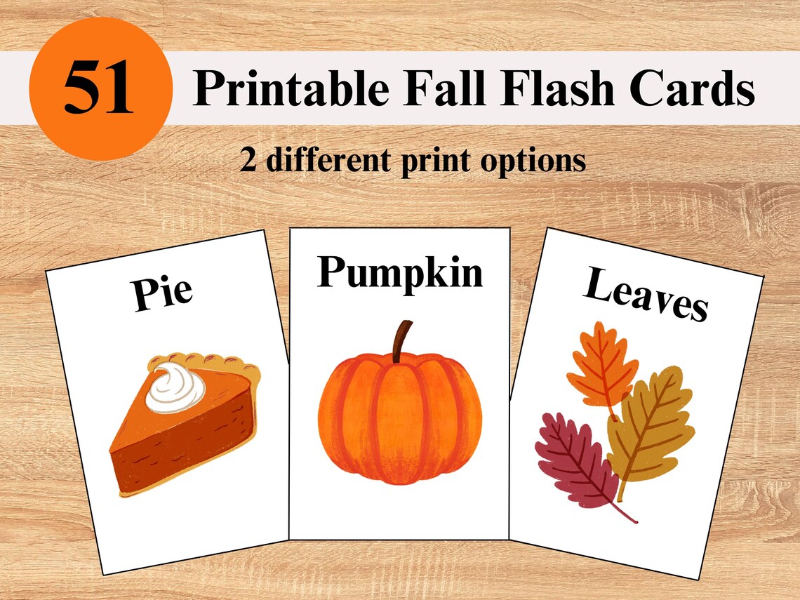 Educational Flashcards Printable Fall Flashcards for Kids Fall Activity ...