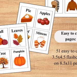 Educational Flashcards Printable Fall Flashcards for Kids Fall Activity ...