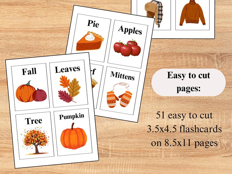 Educational Flashcards Printable Fall Flashcards for Kids Fall Activity ...