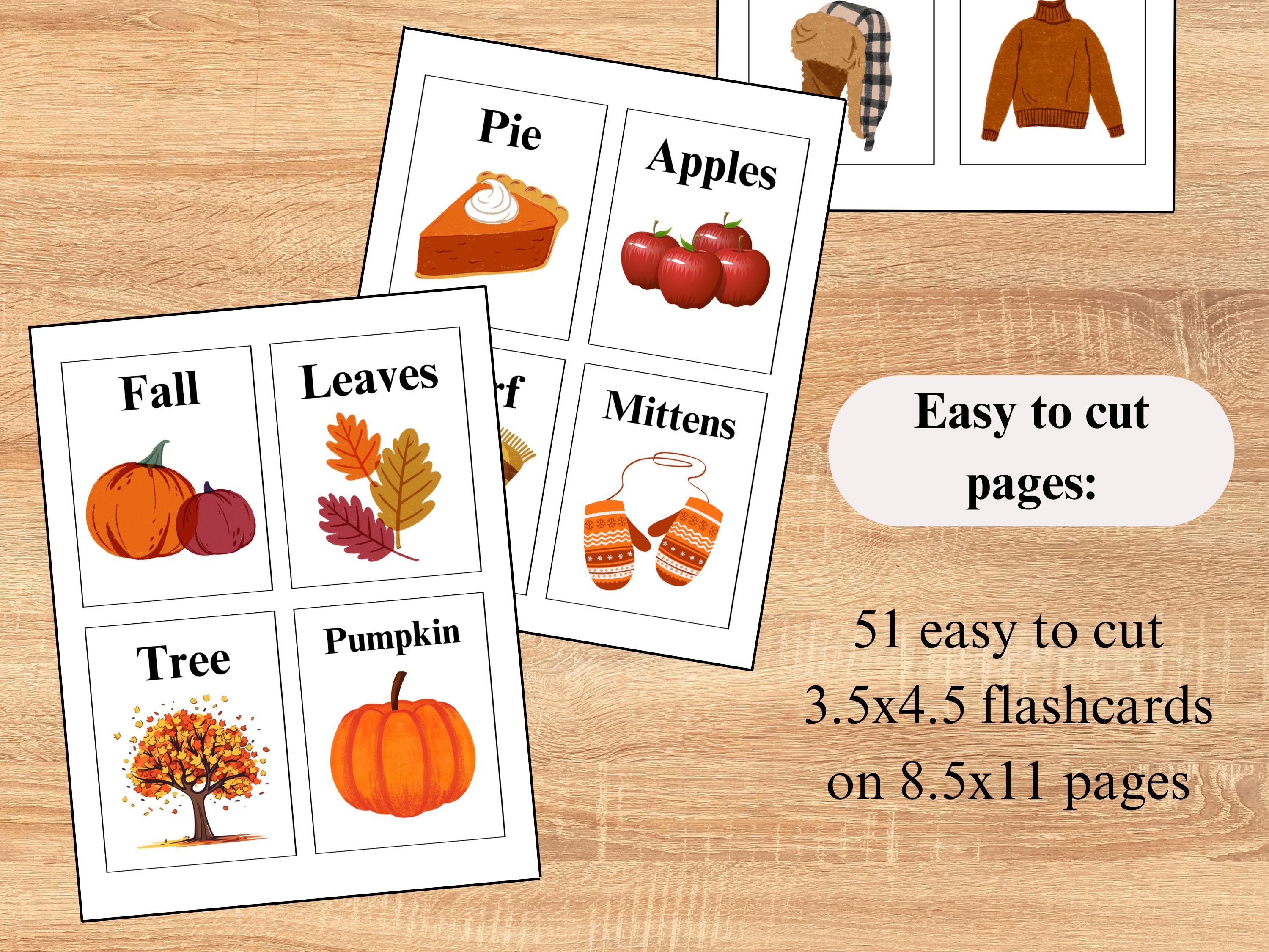 Educational Flashcards Printable Fall Flashcards for Kids Fall Activity ...