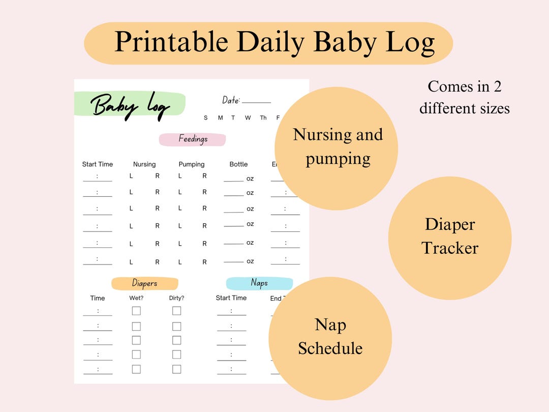Daily Baby Log Newborn Baby Tracker Printable Nanny Log Baby Care ...