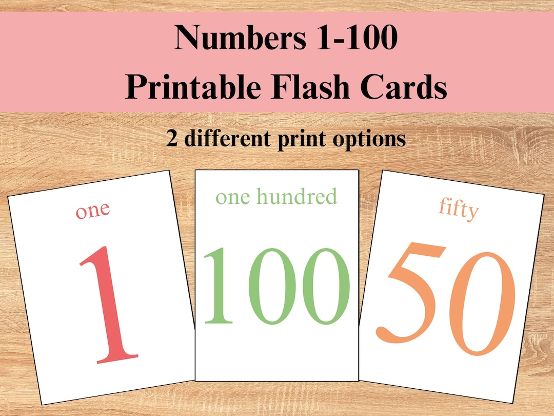 Printable Number Flashcards, Number Flashcards 1-100, Educational ...