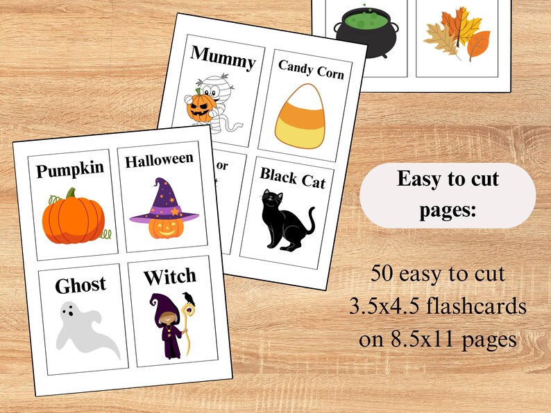 Educational Flashcards Printable Halloween Flashcards for Kids ...