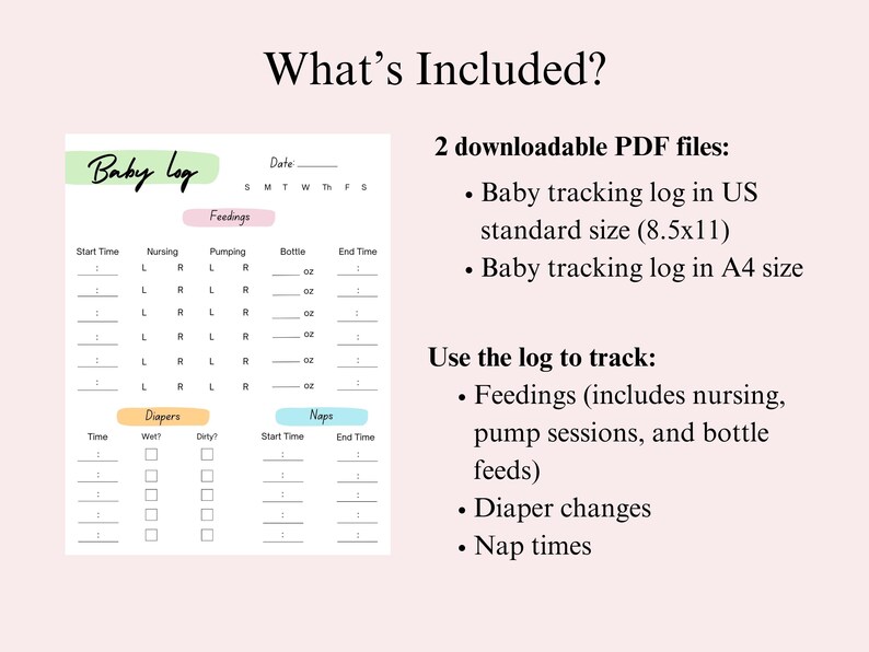 Daily Baby Log Newborn Baby Tracker Printable Nanny Log Baby Care ...