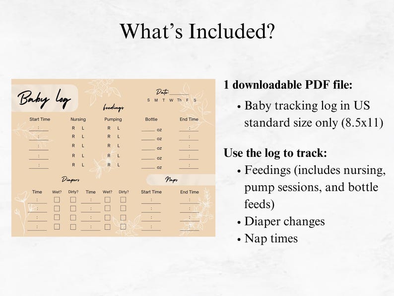 Daily Baby Log Newborn Baby Tracker Printable Nanny Log Baby Care Log ...