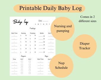 Daily Baby Log Newborn Baby Tracker Printable Nanny Log Newborn Baby ...