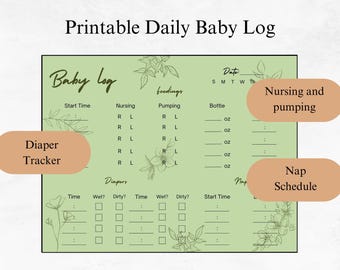 Daily Baby Log Newborn Baby Tracker Printable Nanny Log Baby Care ...